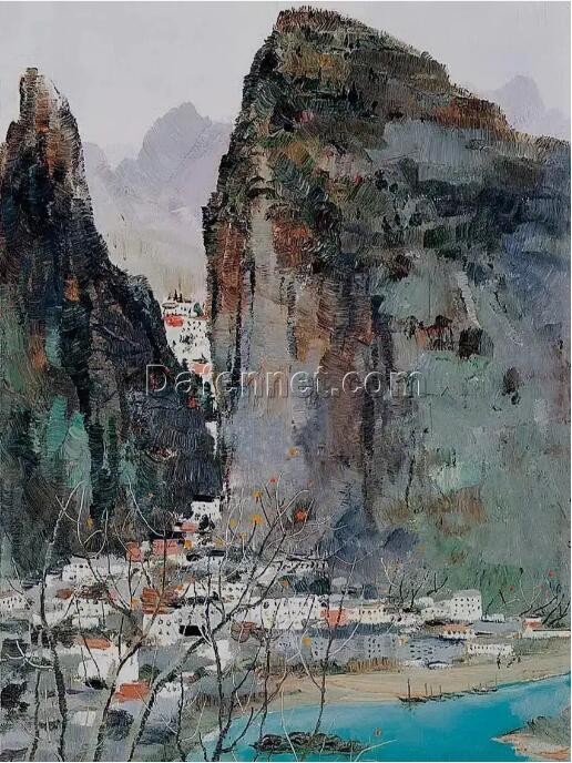 Wu Guanzhong Chinese Style Oil Painting Jiangnan Water Town - Dafen Oil ...