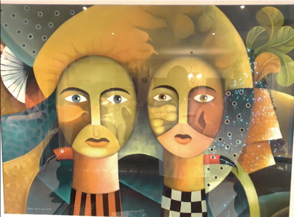 Modernist Cuban Masterpiece: Abstract Dual Portraits By Contemporary ...