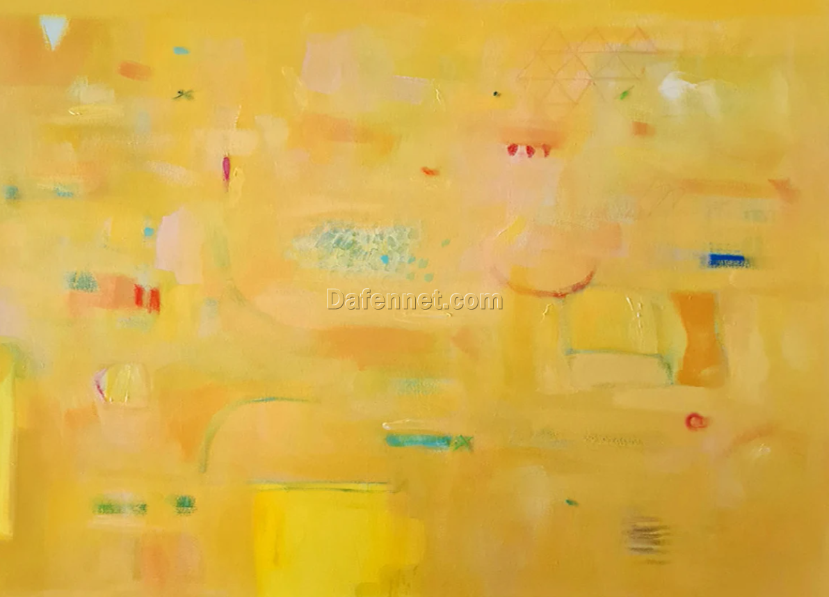 Vibrant Yellow Abstract Wall Art – Extra-Large Modern Abstract Canvas ...