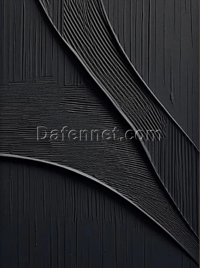 Custom Large Black Abstract Painting - Simple Black Wall Art With ...